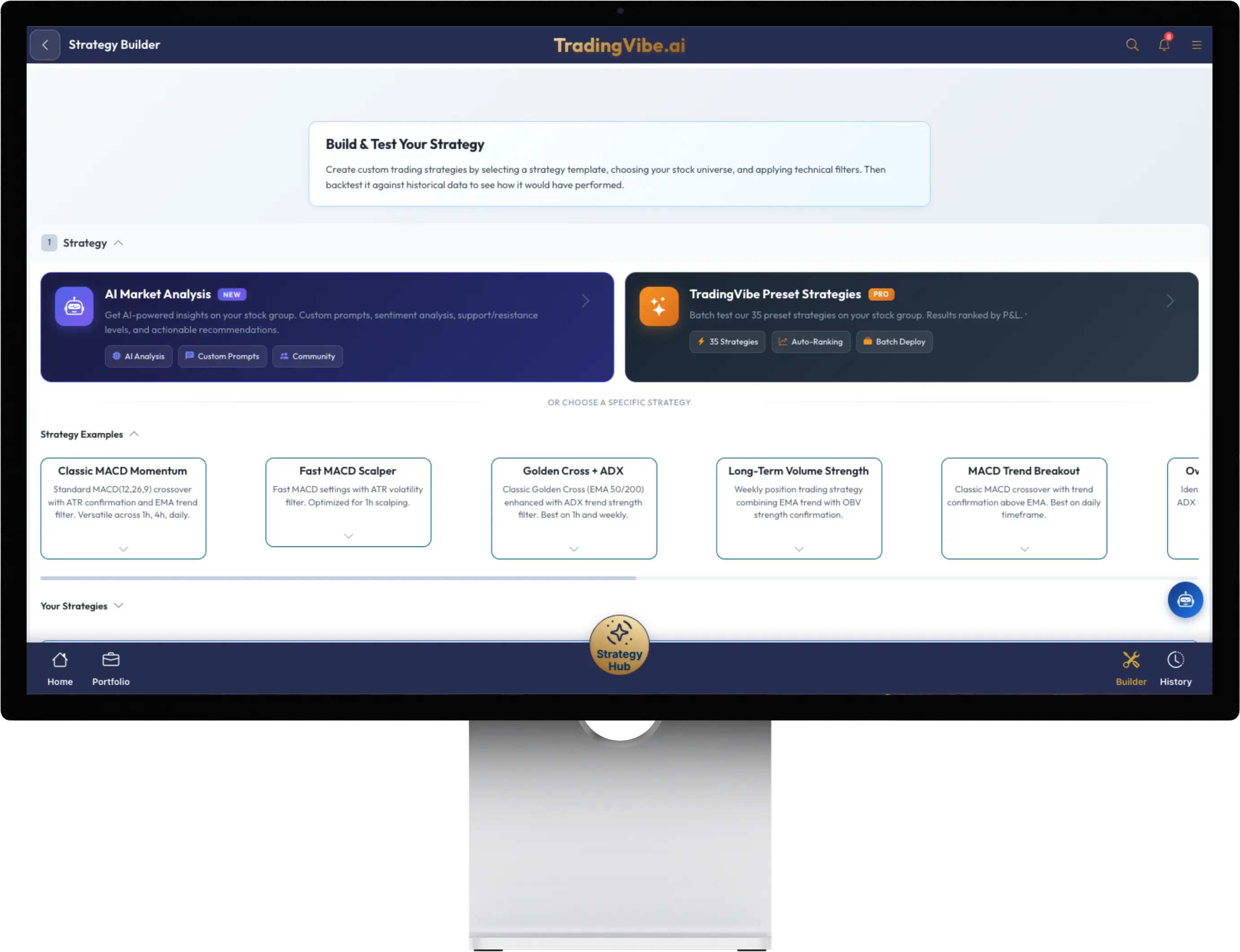 TradingVibe | Build, Backtest & Own Your Trading Edge - No Code Required